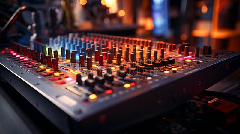 Audio Mixing Console in a Recording Room Closeup View Stock Image ...