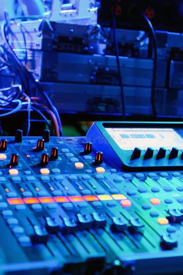 Audio mixing control panel stock photo. Image of board - 238095068