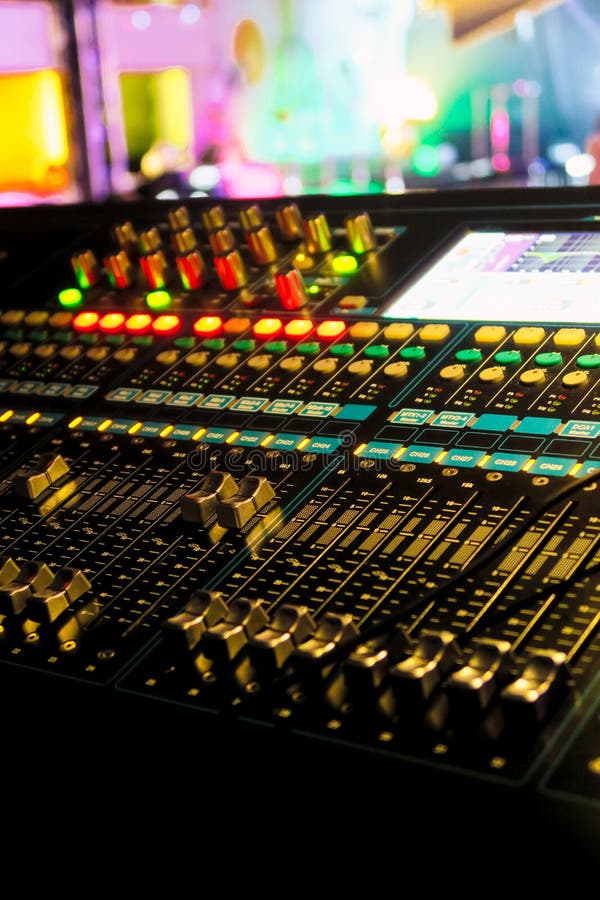 Audio mixing control panel stock image. Image of closeup - 238095071