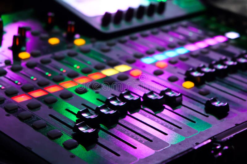 Audio mixing control panel stock image. Image of channel - 238095081