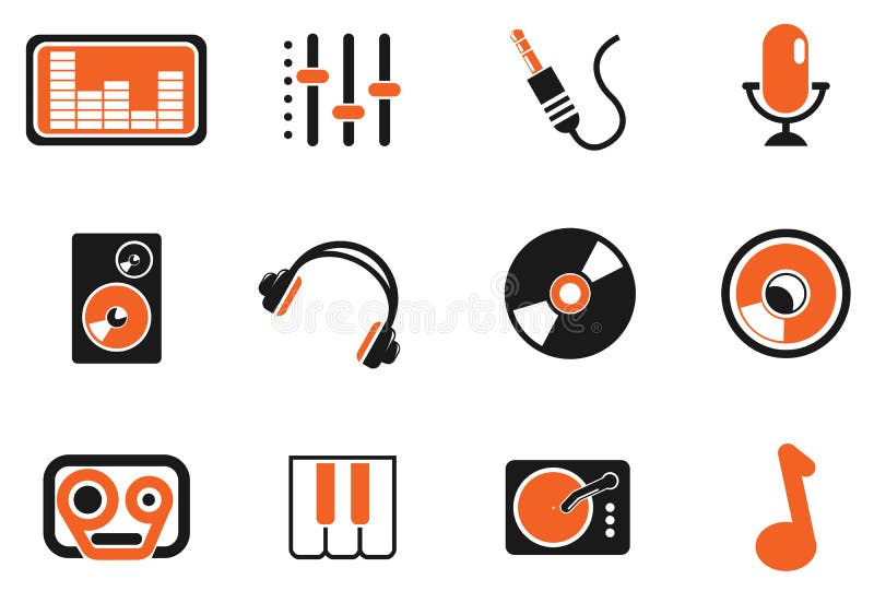 Audio and Music Simple Vector Icons Stock Vector - Illustration of ...