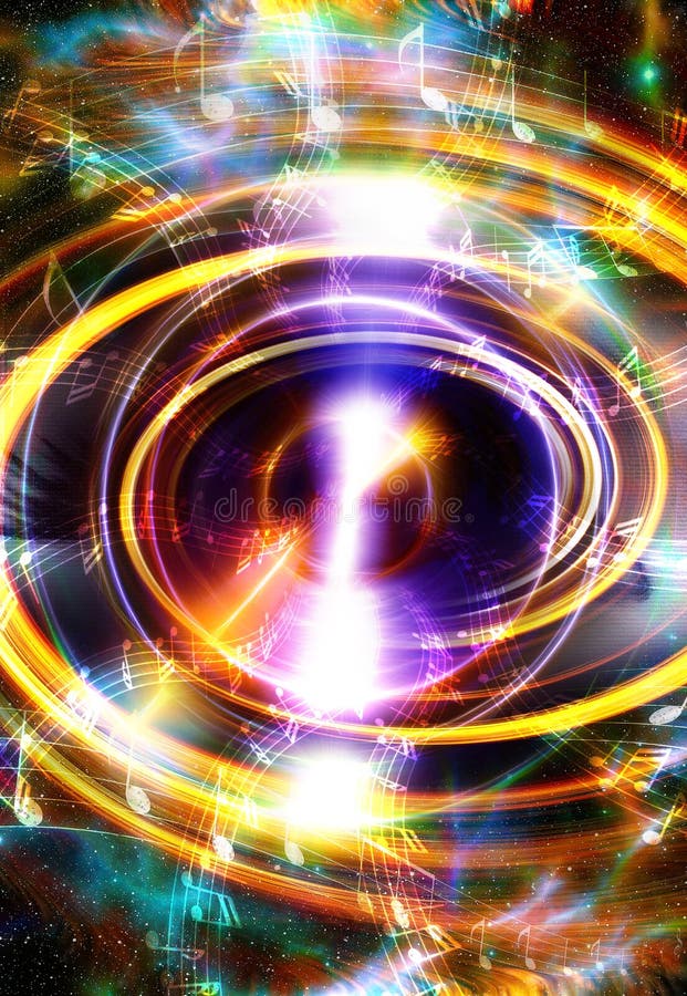 Audio Music Speaker and Note. Cosmic Space and Stock Illustration ...