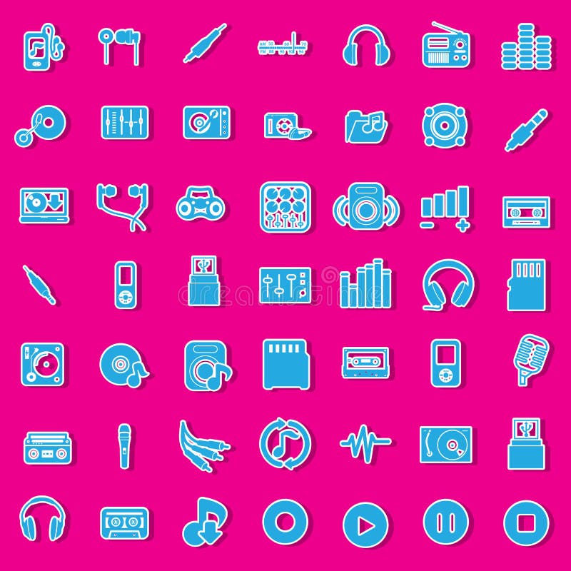 Audio and Music Sticker Icons Stock Vector - Illustration of drives ...