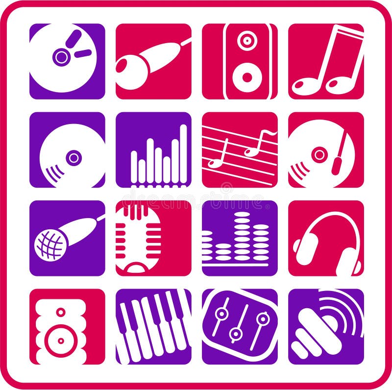 Audio pictogrammen vector illustratie. Illustration of microfoon - 5311845