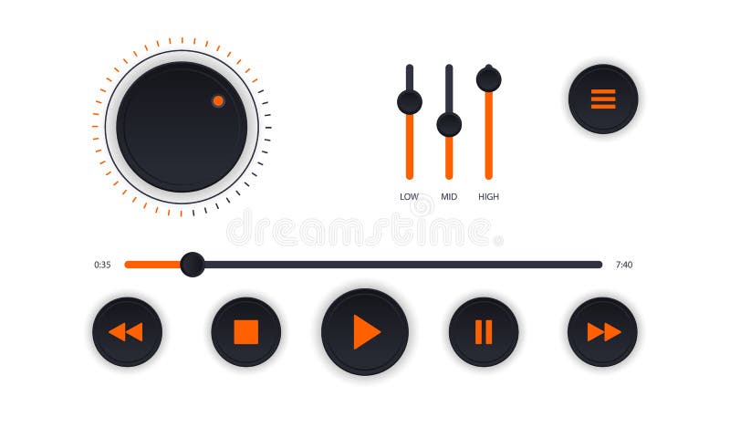 Audio Player Modern Interface. White Audio Player Control Panel for PC ...