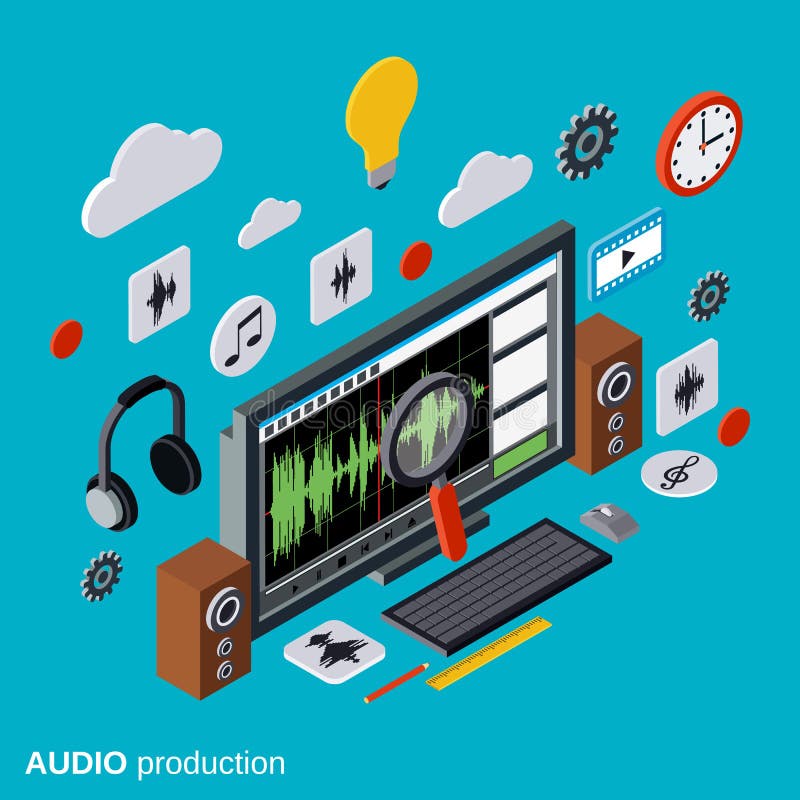 Audio Production and Podcast Concept Stock Vector - Illustration of ...