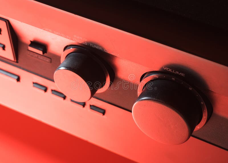 Close-up of Volume Controls Panel. Audio Receiver Control Panel ...
