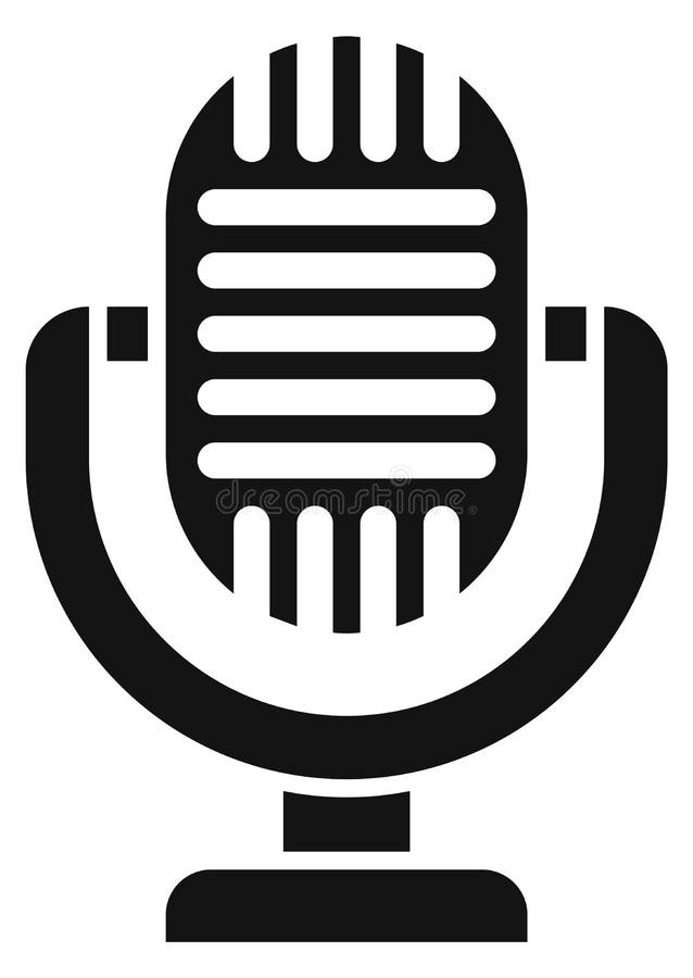 Black Microphone Icon Isolated on White Background. on Air Radio Mic ...