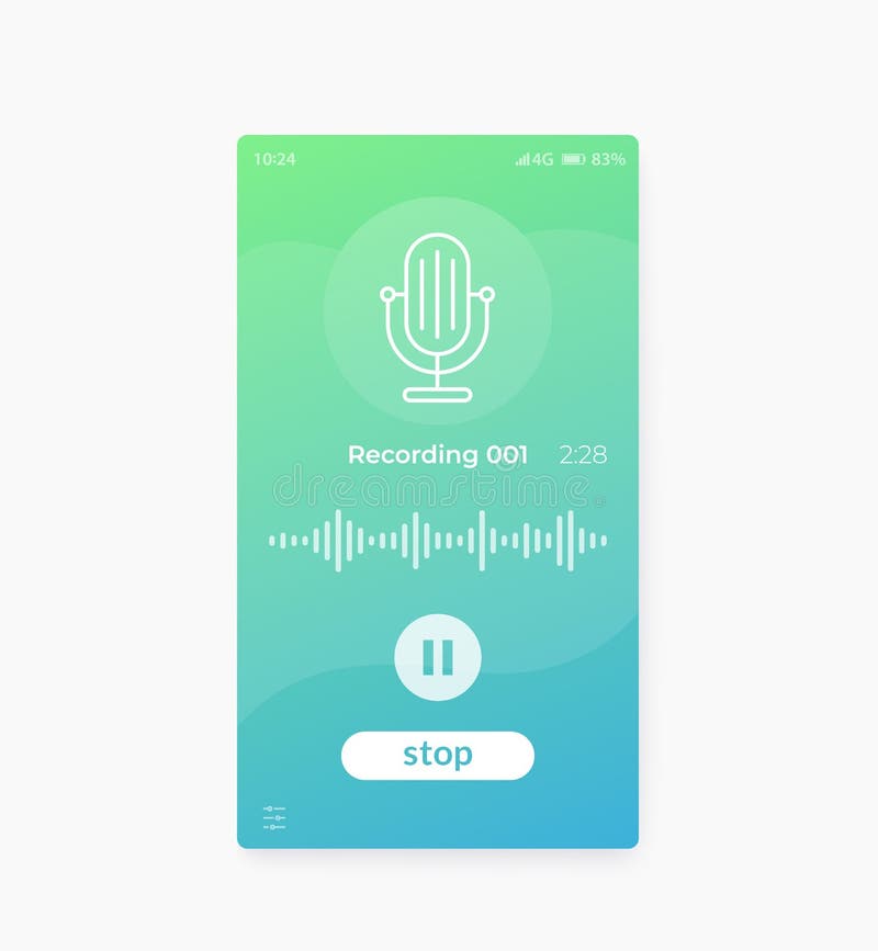 Audio Recording App Mobile Ui Design, Vector Stock Vector ...