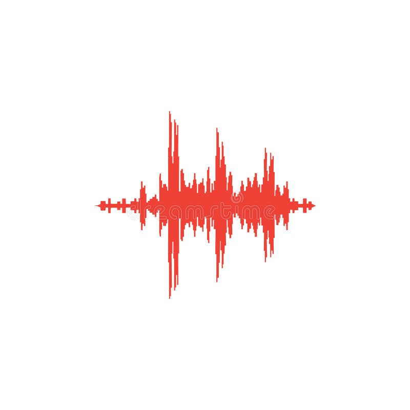 Audio Signal Red Icon on White Background. Red Flat Style Vector ...