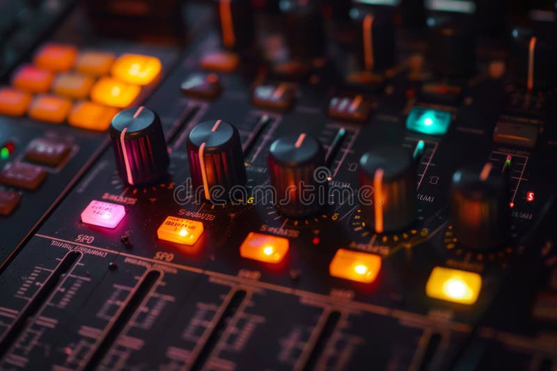 Audio Sound Mixer Control Panel with Buttons and Sliders. Generative AI ...