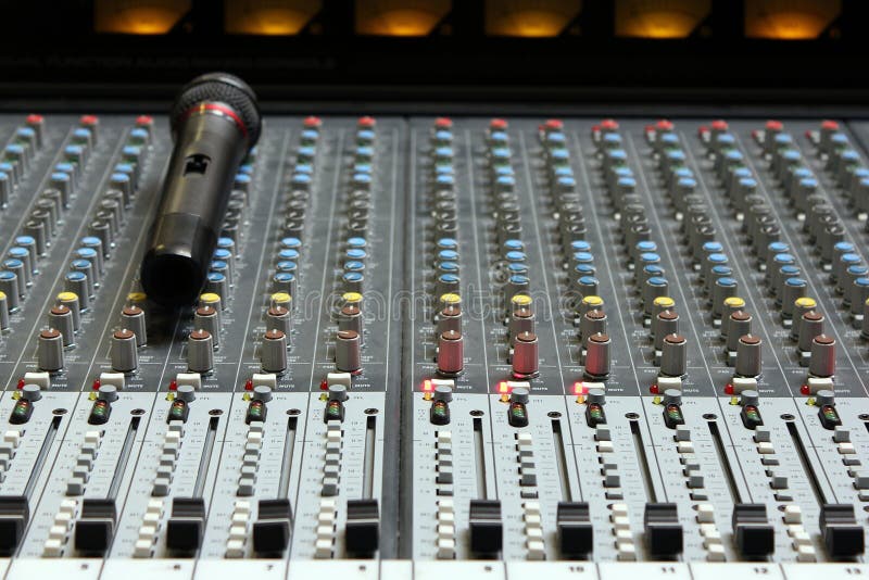 Audio Sound Mixer with Microphone Stock Image - Image of control, board ...