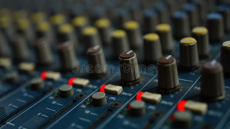 Audio Sound Mixer with Mute Button and Fader Knobs Stock Photo - Image ...