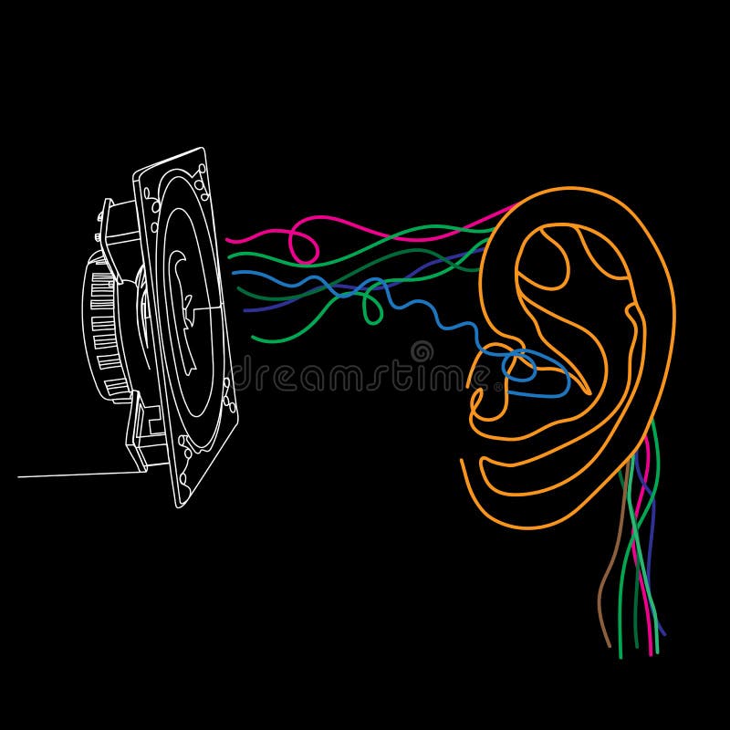 Audio Speaker Dynamic Vector Line Art Noodles of Ears Stock Vector ...