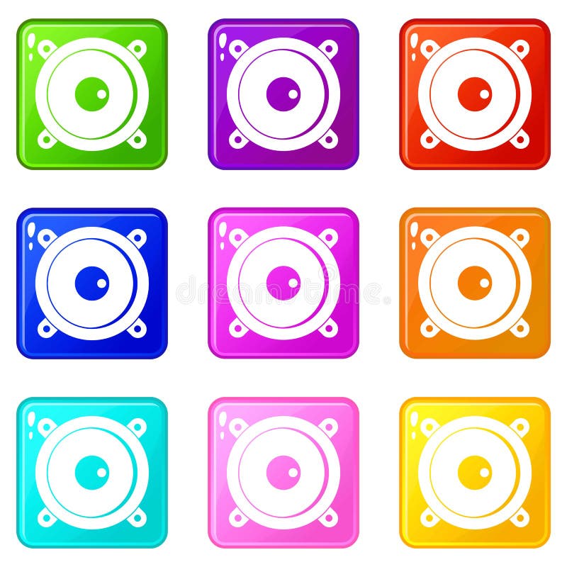 Audio speaker icons 9 set stock vector. Illustration of icon - 96144007