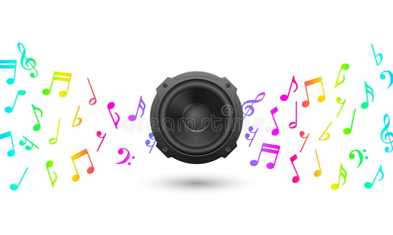 Audio Speaker with Music Note Abstract Background, Vector Illustration ...