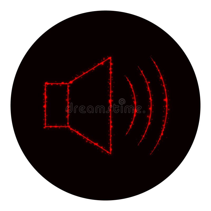 Audio Speaker Volume Icon of Red Lights on Black Background Stock ...