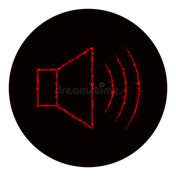 Audio Speaker Volume Icon of Red Lights on Black Background Stock ...