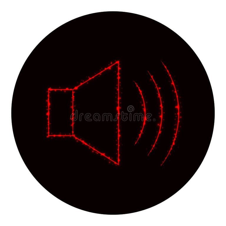 Audio Speaker Volume Icon of Red Lights on Black Background Stock ...