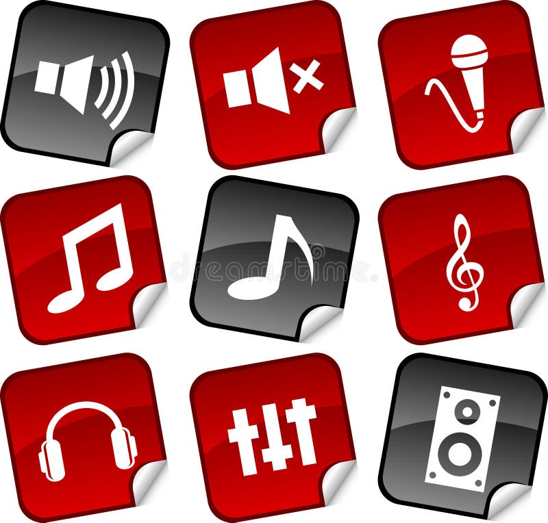 Audio stickers. stock vector. Illustration of speaker - 11889751