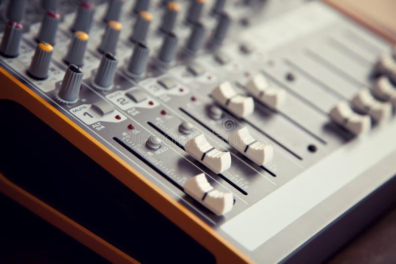 Audio Studio Sound Mixer Equalizer Board Sliders, Faders and Kno Stock ...