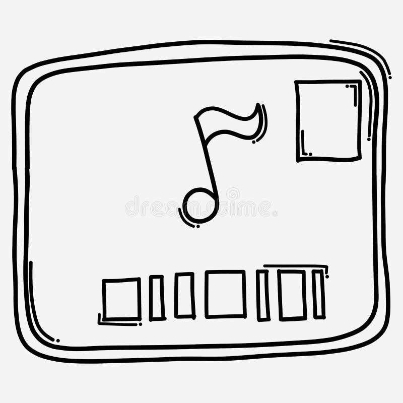 Audio and Subtitle on Screen Doodle Vector Icon. Drawing Sketch ...