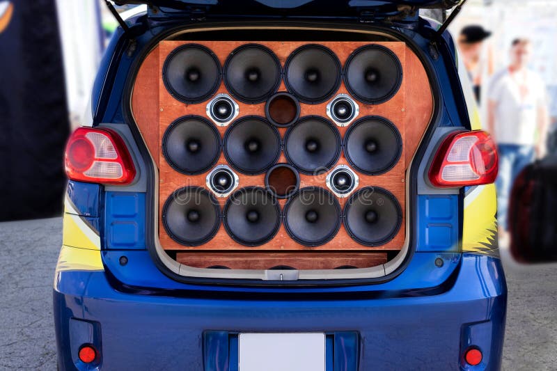 Audio System in the Car. Powerful Audio Speakers are Installed in the ...