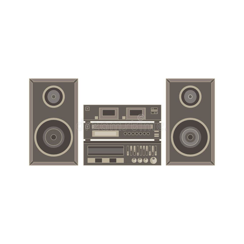 Audio System Front View Monochrome Flat in Gray Color Theme Stock ...