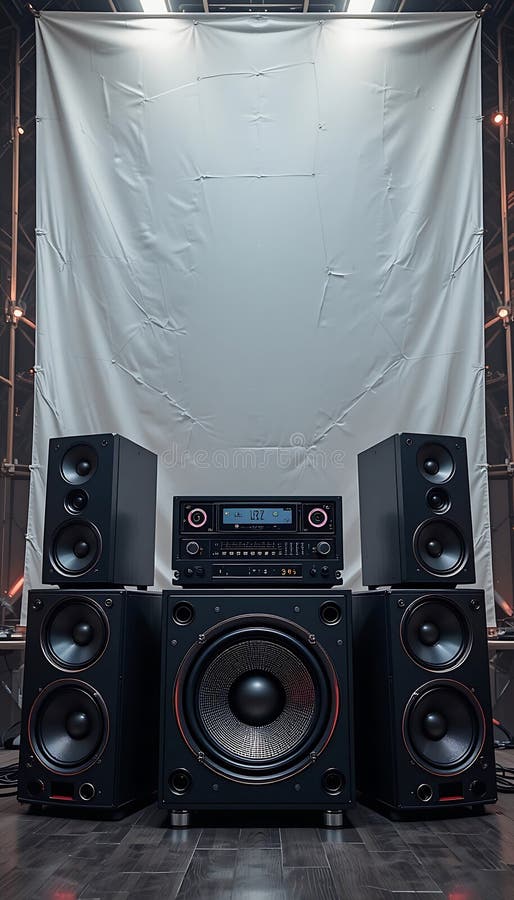 Audio System Setup with Speakers and Receiver for Home Entertainment ...