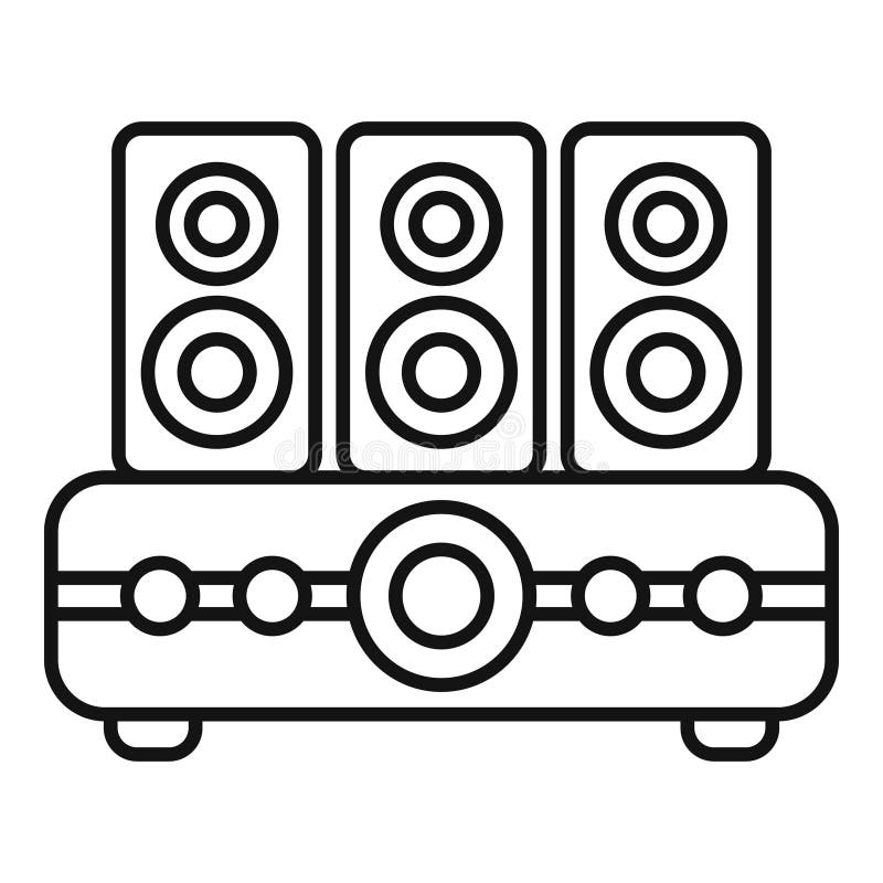 Audio System with Three Big Loudspeakers and Player Playing Music Stock ...