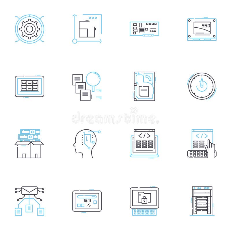 Audio Systems Linear Icons Set. Amplifiers, Bluetooth, Bass, Computer ...