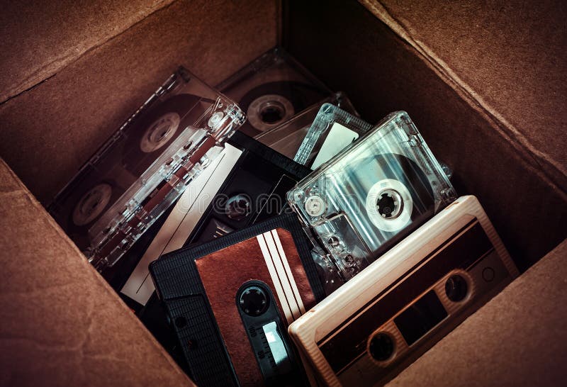 Audio Tape Cassettes in the Box Stock Image - Image of records, music ...