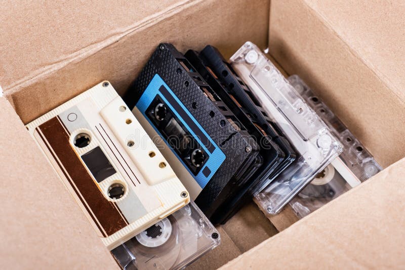 Audio Tape Cassettes in the Box Stock Photo - Image of closeup ...