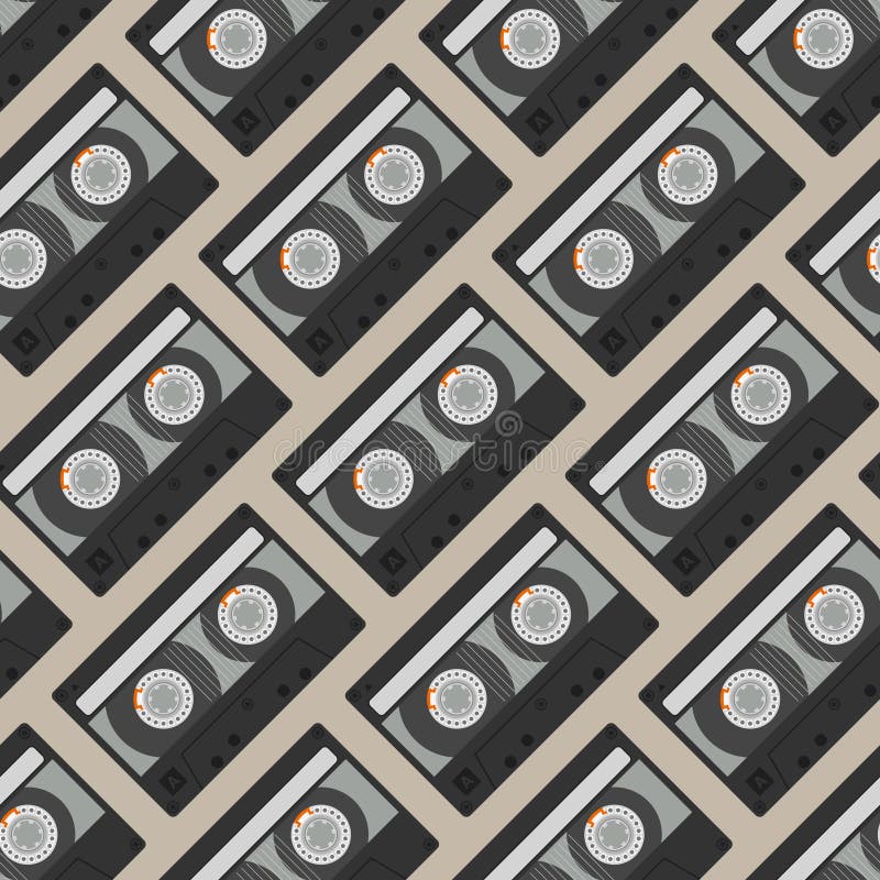 Audio Tapes Seamless Vector Pattern. Audio Tapes in Retro Style Stock ...