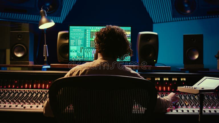 Audio Technician Working in Control Room To Edit and Process Tracks Stock Photo - Image of ...