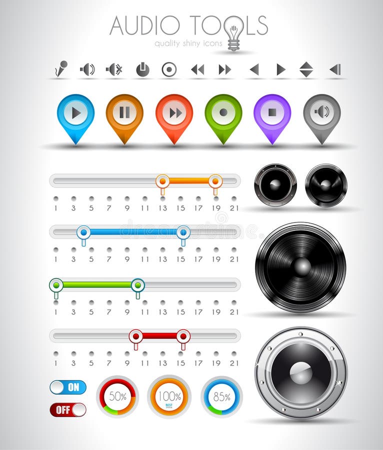 Audio Tools Design Elements Collection: Stock Illustration ...