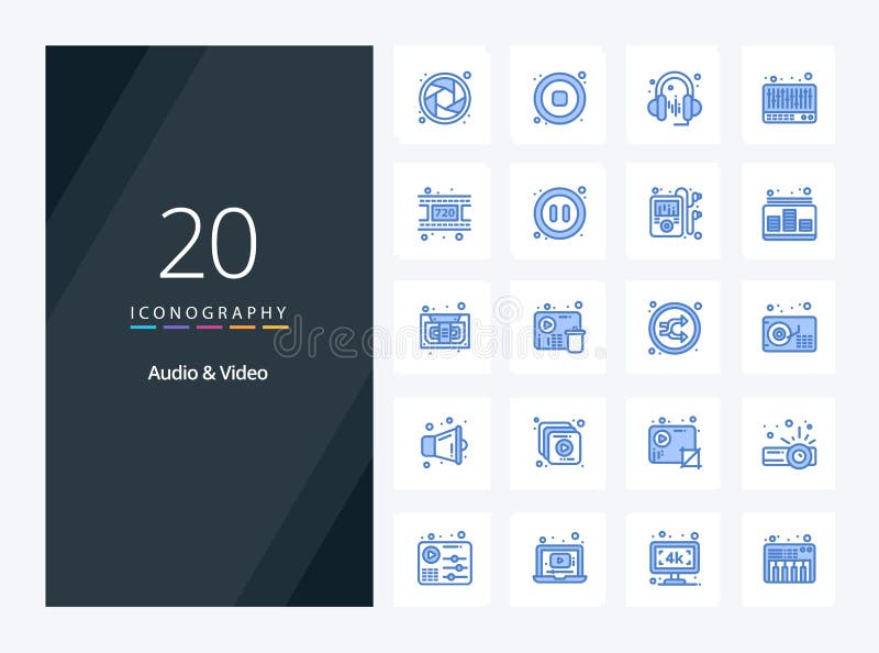 20 Audio and Video Blue Color Icon for Presentation Stock Vector ...