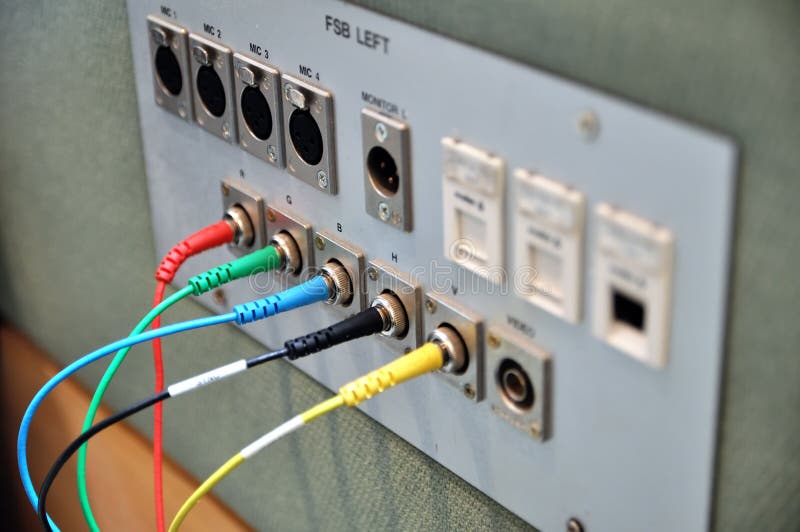 Audio and Video Connector Panel Stock Photo - Image of electronic ...