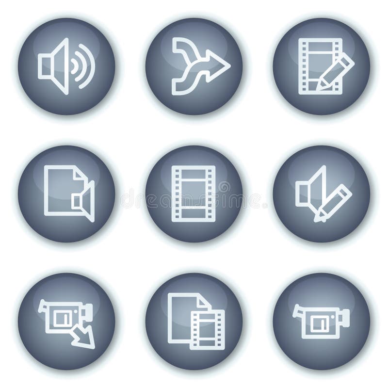 Audio Video Edit Web Icons, Mineral Circle Buttons Stock Vector ...