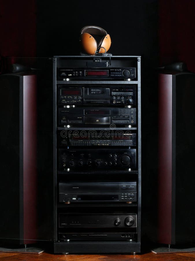 Audio-video Equipment in Rack Stock Image - Image of dark, rack: 201014845