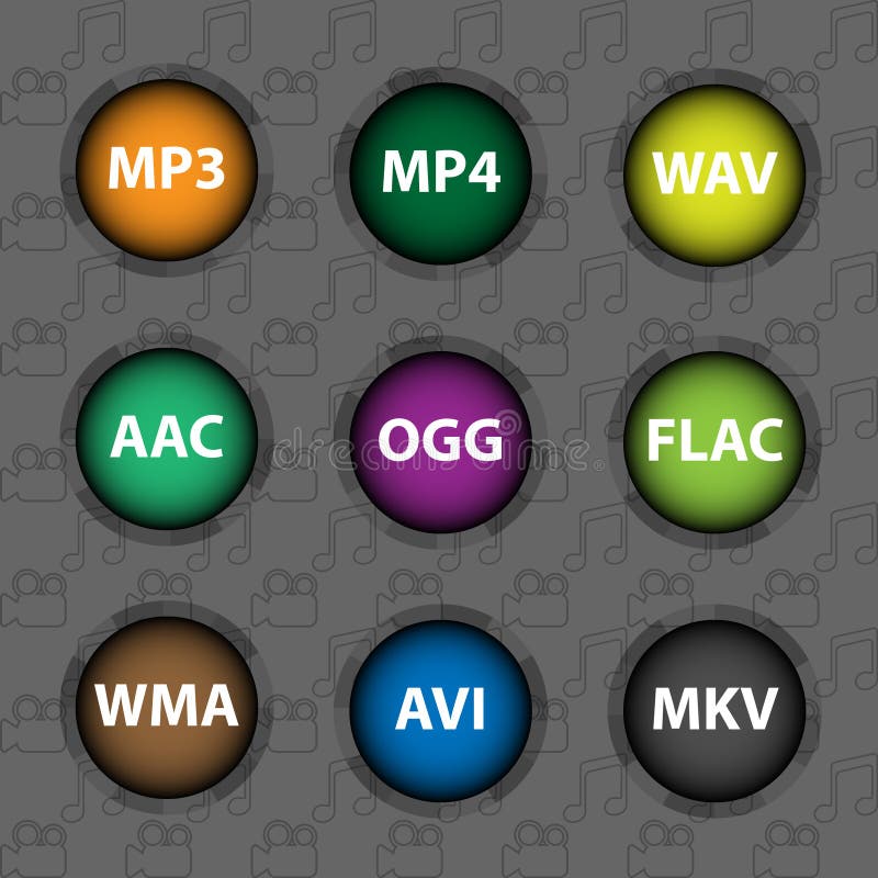 Audio and Video File Formats. Stock Vector - Illustration of file, film ...