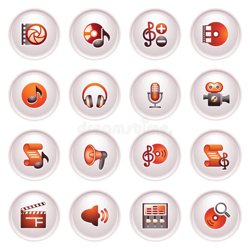 Audio Video Icons. Black Red Series. Stock Vector - Illustration of ...