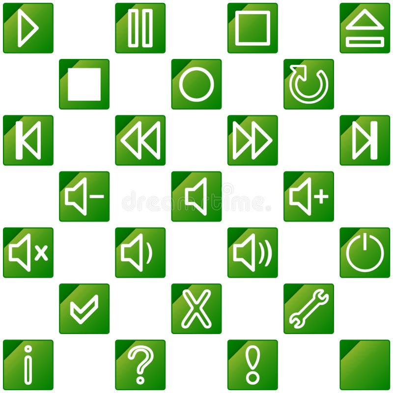 Audio Video Media Icons Set No.3 - Green Stock Illustration ...