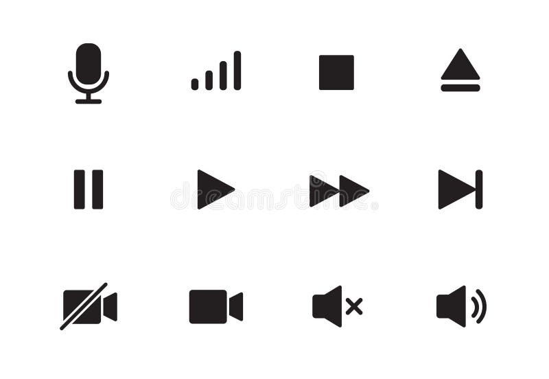 Audio, Video, Music Player Button Icon. Sound Control, Play, Pause ...