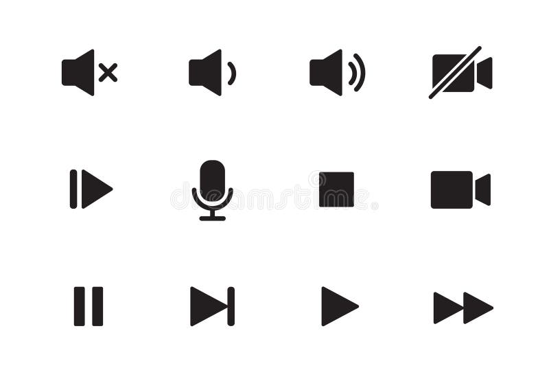 Audio, Video, Music Player Button Icon. Sound Control, Play, Pause ...