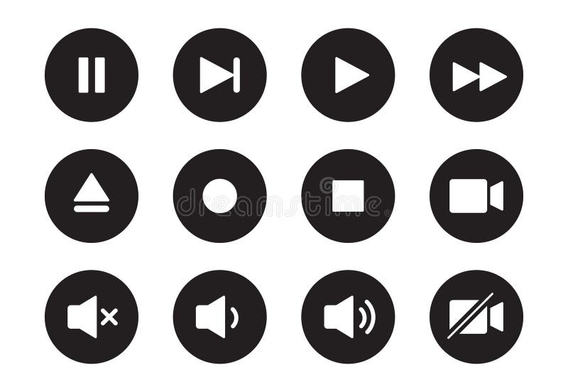 Audio, Video, Music Player Button Icon. Sound Control, Play, Pause ...