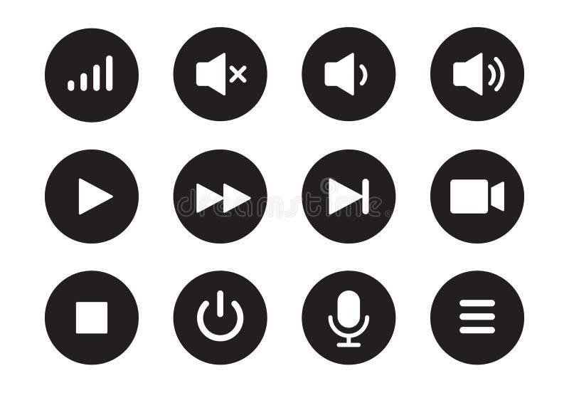 Audio, Video, Music Player Button Icon. Sound Control, Play, Pause ...