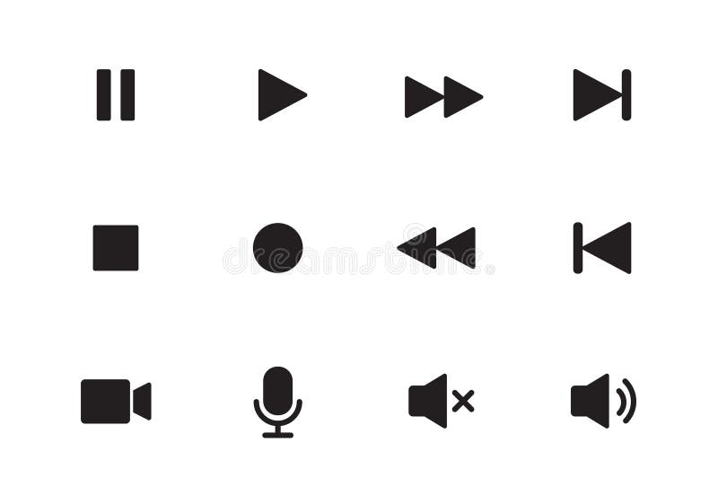 Audio, Video, Music Player Button Icon. Sound Control, Play, Pause ... Audio, Video, Music Player Button Icon. Sound Control, Play, Pause ...
