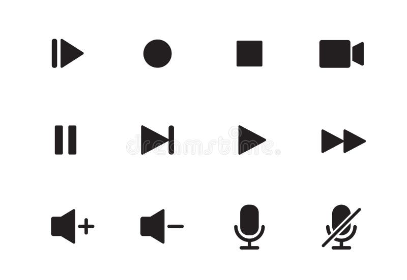 Audio, Video, Music Player Button Icon. Sound Control, Play, Pause ...