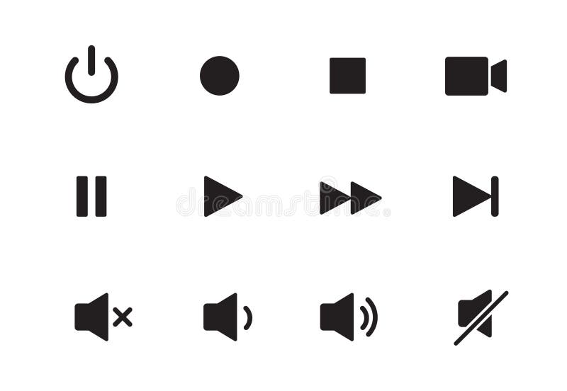 Audio, Video, Music Player Button Icon. Sound Control, Play, Pause ...